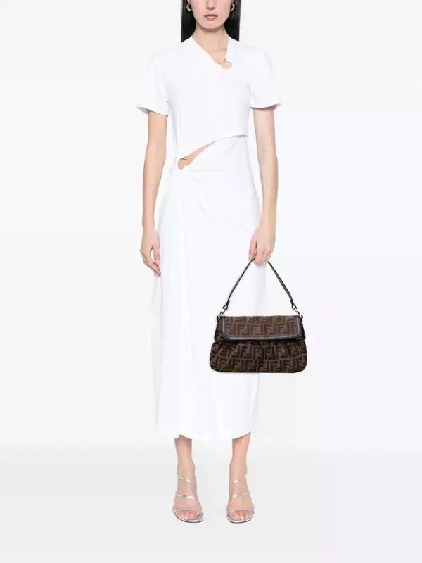 Fendi 2000-2010 Small Zucca Canvas Chef Flap Shoulder Bag