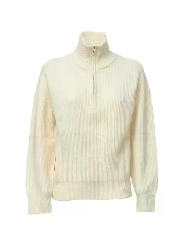MC2 SAINT BARTH Off White Isalyn Wool Half-zip Knit Sweater