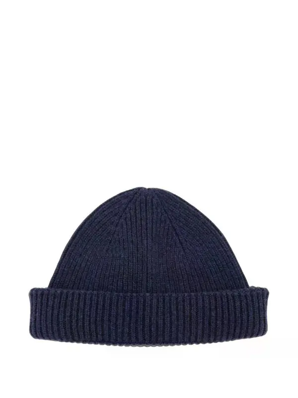 AMARANTO Ribbed-knit Beanie Hat - Blue