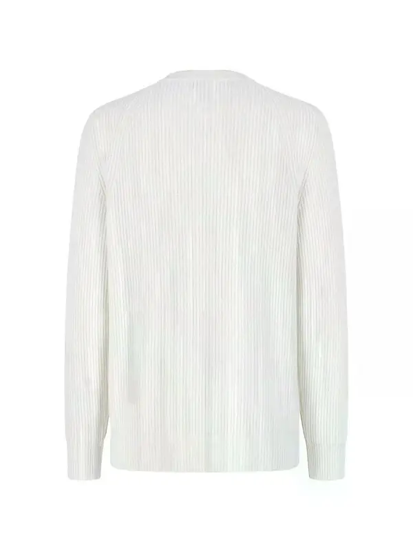 AMARANTO Ribbed-knit Henley Polo Sweater