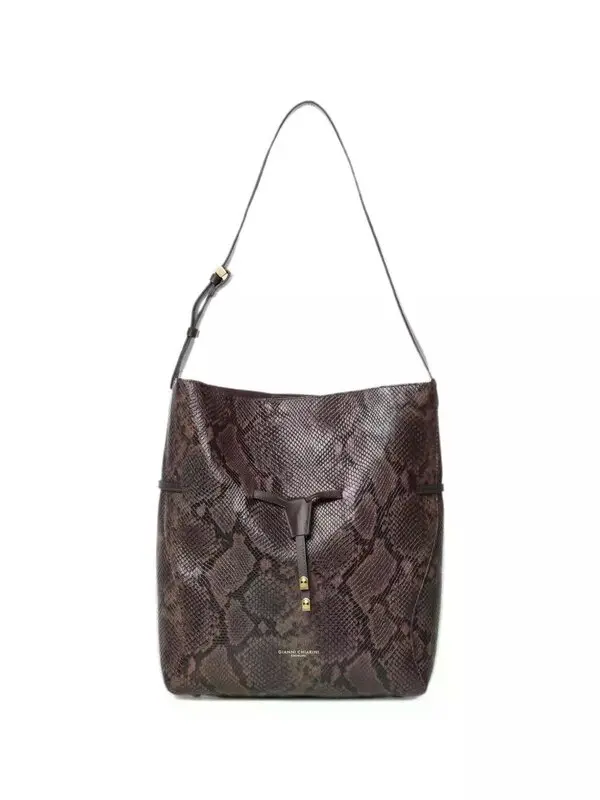 GIANNI CHIARINI Large Sienna Snakeskin-effect Tote Bag - Brown