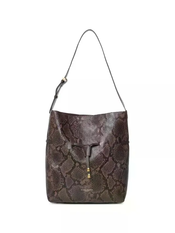 GIANNI CHIARINI Large Sienna Snakeskin-effect Tote Bag - Brown