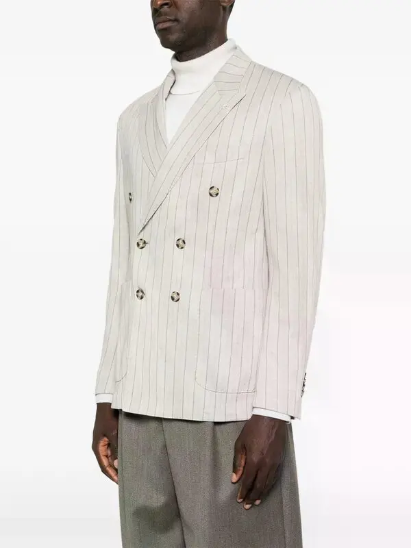 MANUEL RITZ Double-breasted Regimental-stripe Blazer