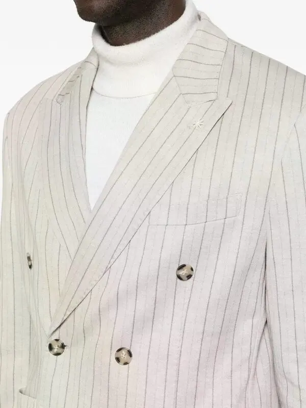 MANUEL RITZ Double-breasted Regimental-stripe Blazer