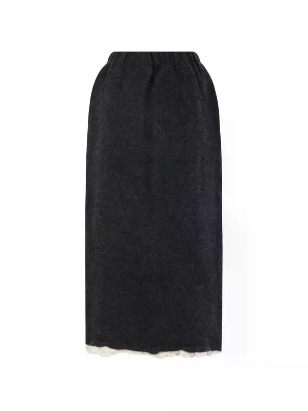 PILLINGS Ruffled Wool Midi Skirt