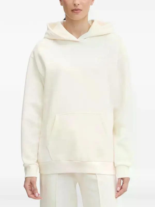 Guess Logo-embroidered Pouch-pocket Hoodie - Neutrals