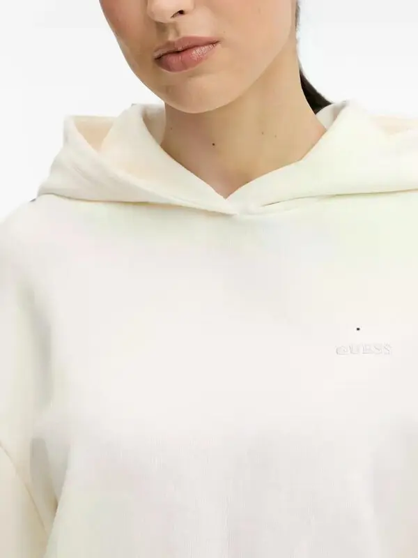 Guess Logo-embroidered Pouch-pocket Hoodie - Neutrals