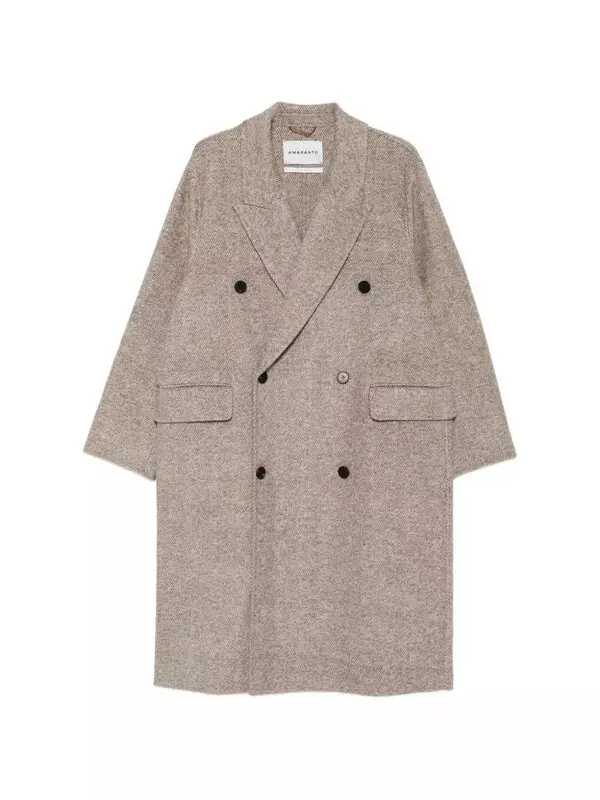 AMARANTO Double-breasted Herringbone-pattern Coat