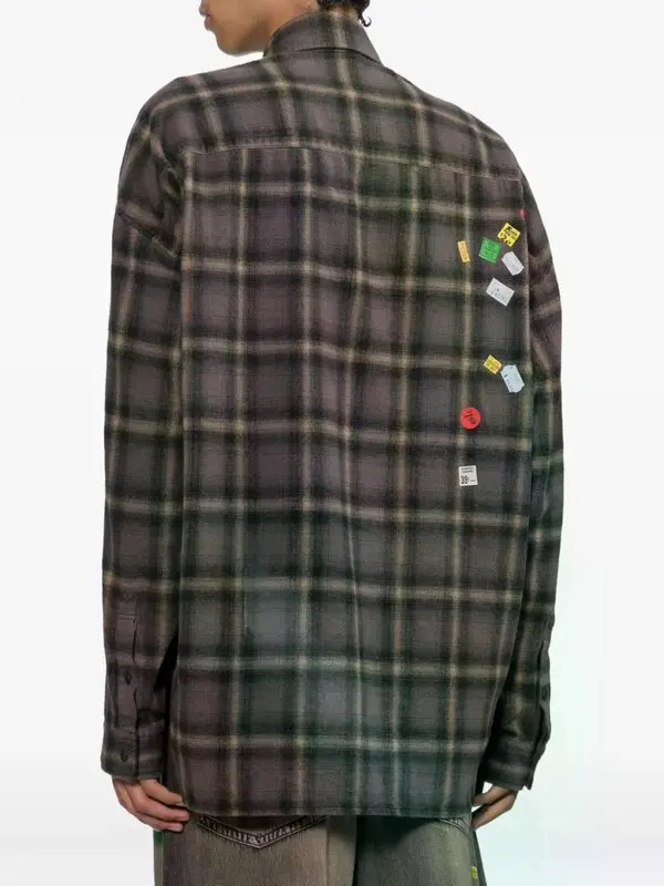 Mihara Yasuhiro Price Sticker Printed Check Shirt