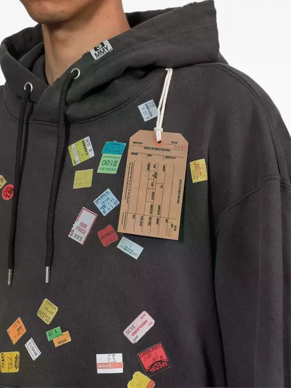 Mihara Yasuhiro Price-tag Sticker Printed Hoodie