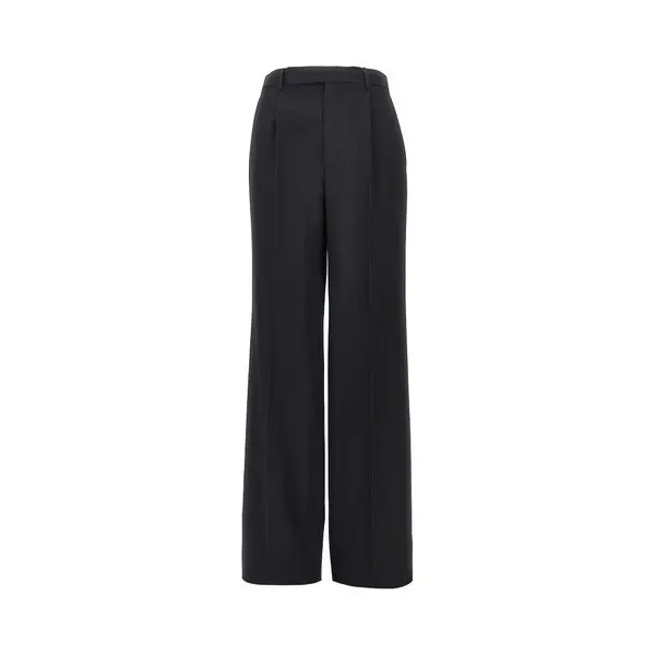 Saint Laurent Grain De Poudre Wool Pants - Black