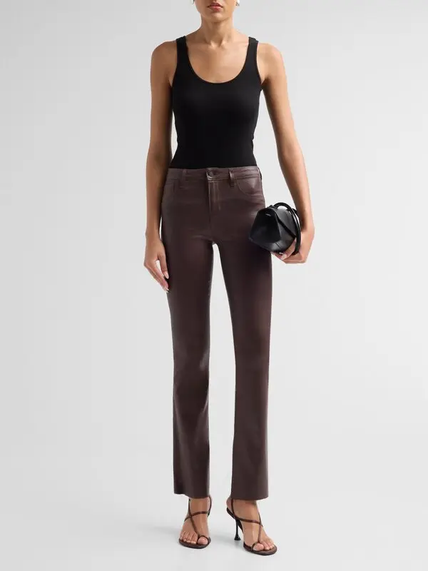 L'Agence Ruth High-rise Straight-leg Coated Jeans - Dark Java Coated