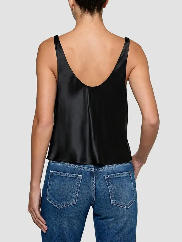 L'Agence Evadne Lace-trim Cowlneck Tank Top - Black