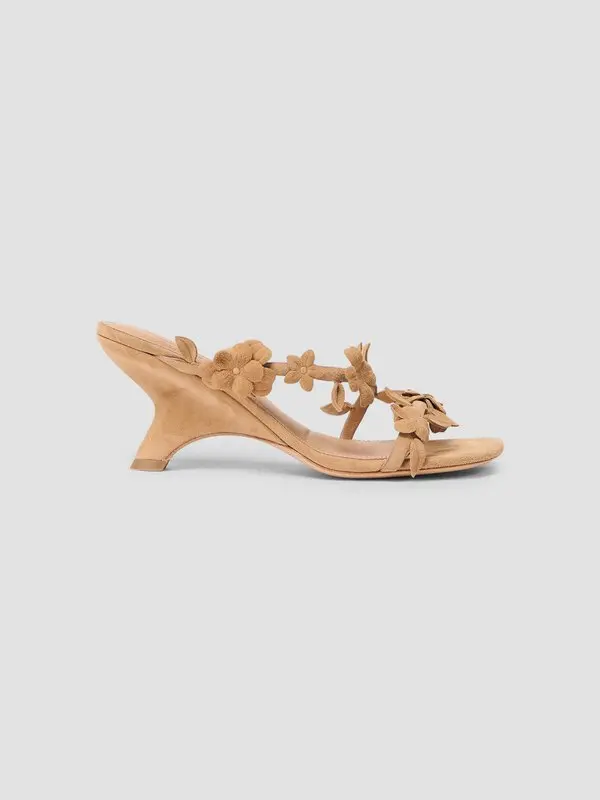 Simkhai Willow 75mm Flower-appliqué Suede Sandals