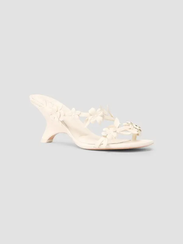 Simkhai Willow 75mm Floral-appliqué Leather Wedge Sandals