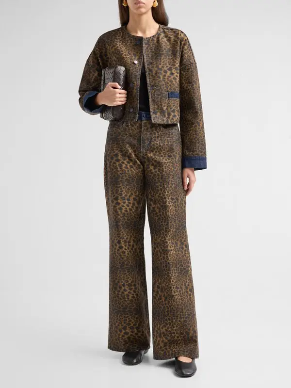 L'Agence Alicent Leopard Print Wide-leg Jeans