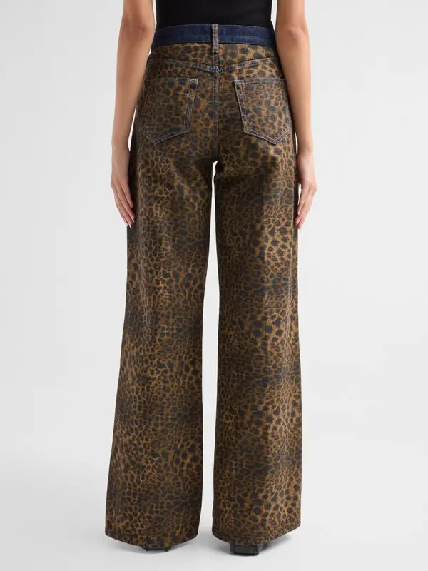 L'Agence Alicent Leopard Print Wide-leg Jeans
