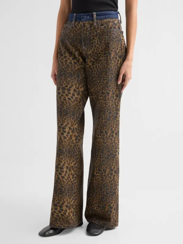 L'Agence Alicent Leopard Print Wide-leg Jeans