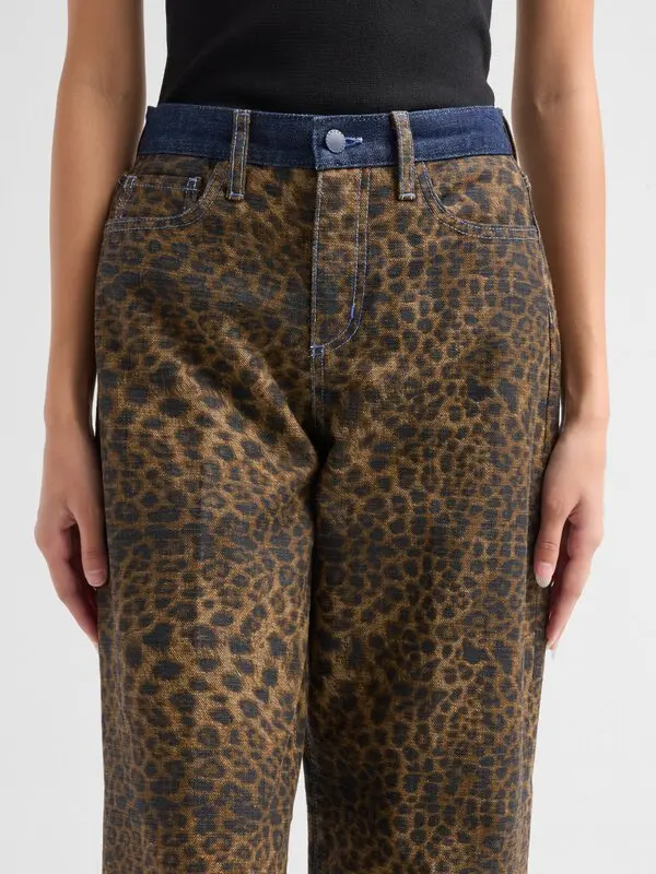 L'Agence Alicent Leopard Print Wide-leg Jeans