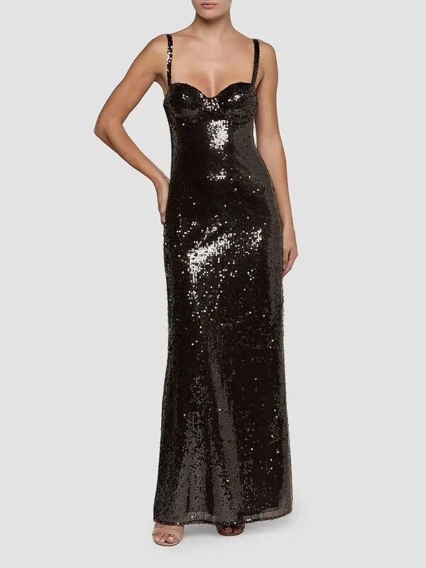 L'Agence Sayla Embellished Maxi Dress
