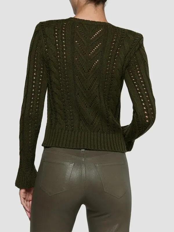 L'Agence Mio Cable Knit Crop Sweater