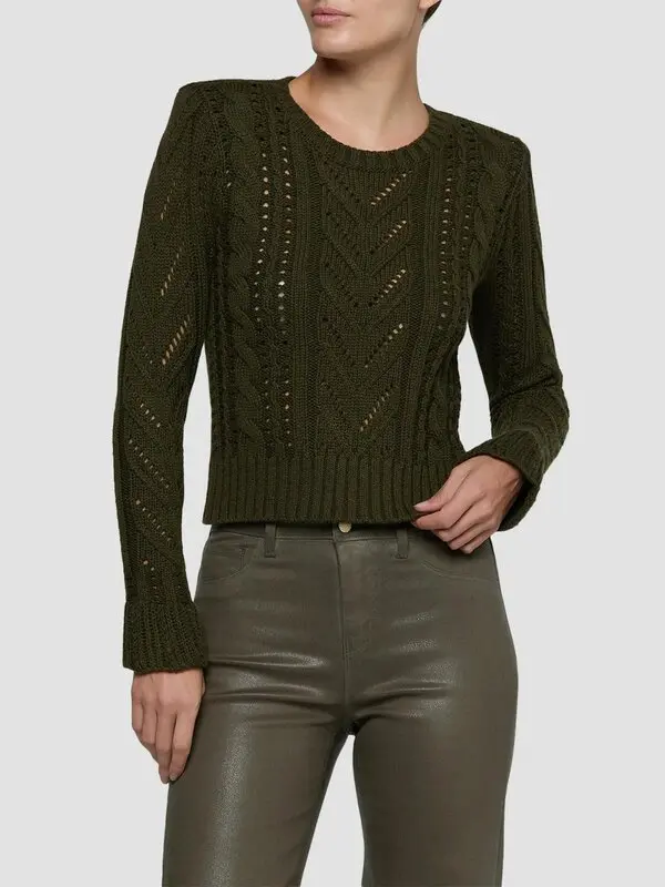 L'Agence Mio Cable Knit Crop Sweater