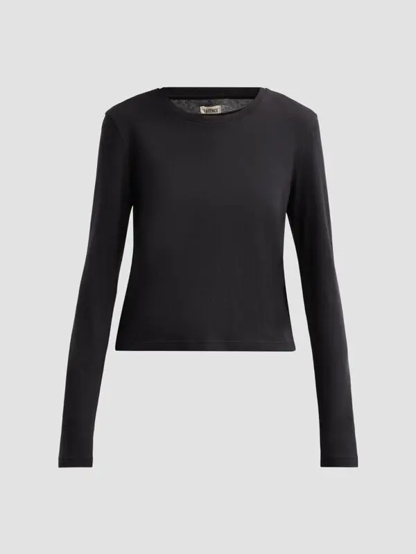 L'Agence Leanne Long-sleeve Crewneck T-shirt - Black