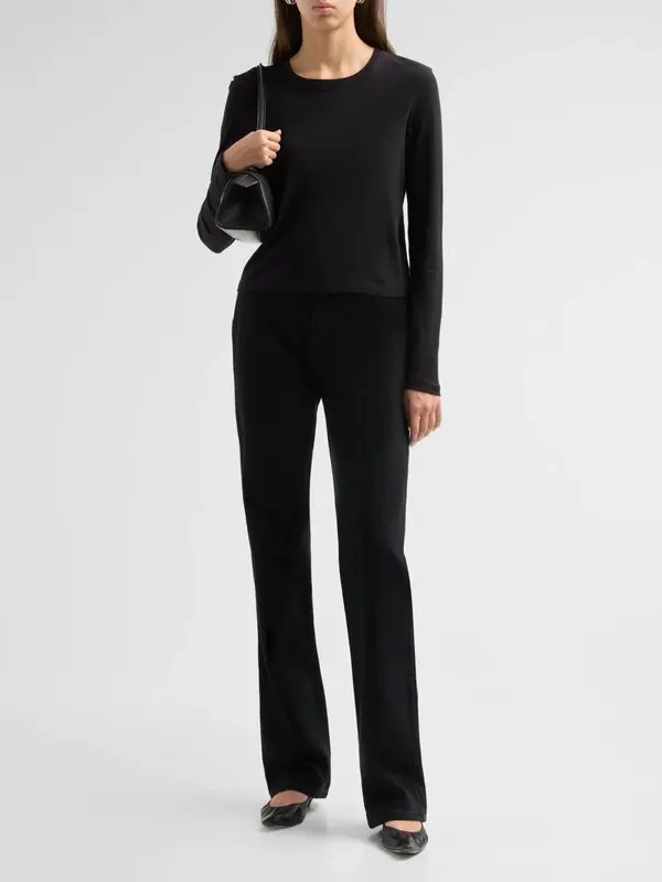 L'Agence Leanne Long-sleeve Crewneck T-shirt - Black