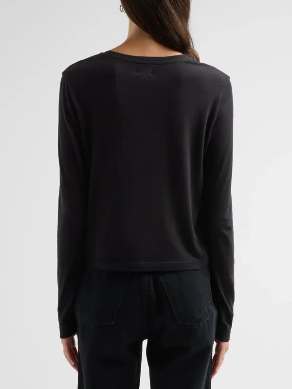 L'Agence Leanne Long-sleeve Crewneck T-shirt - Black