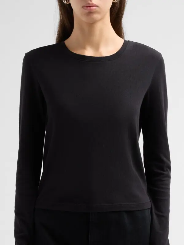 L'Agence Leanne Long-sleeve Crewneck T-shirt - Black