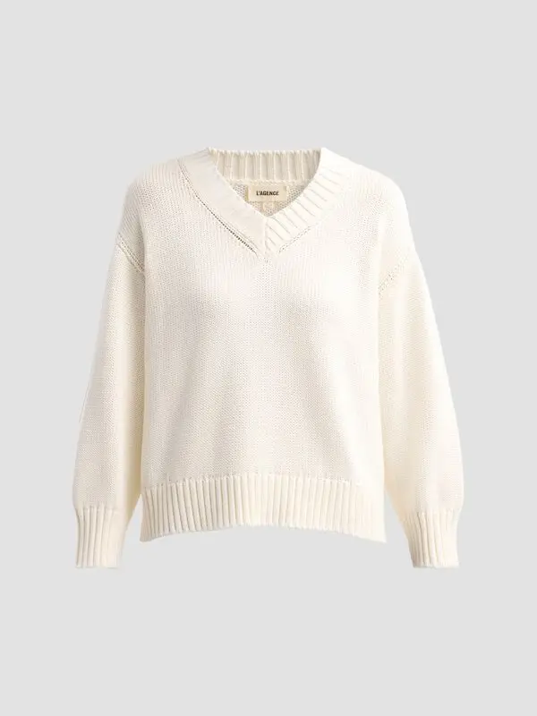 L'Agence Paxton Rib-knit Cotton Pullover Sweater