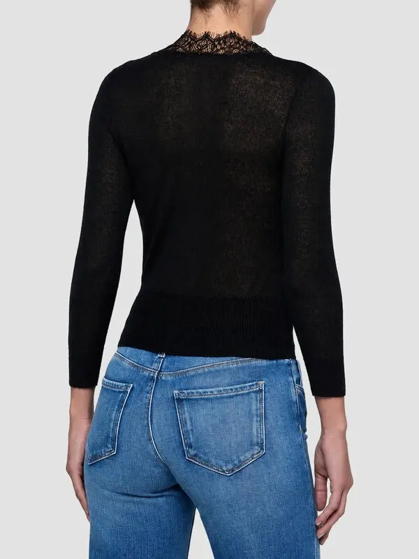 L'Agence Eluna Lace-trim Cardigan - Black