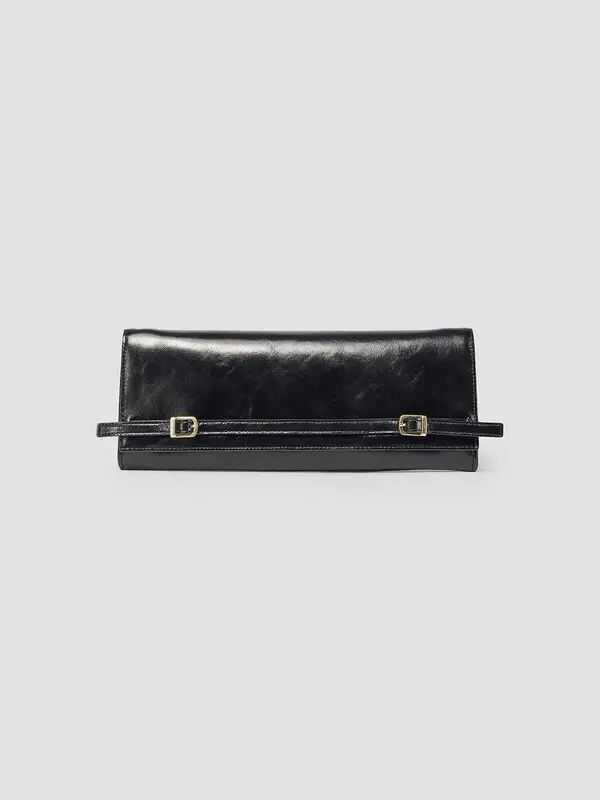 Simkhai River East West Moto Leather Clutch