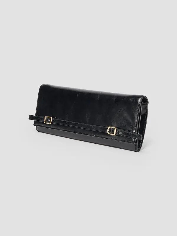 Simkhai River East West Moto Leather Clutch