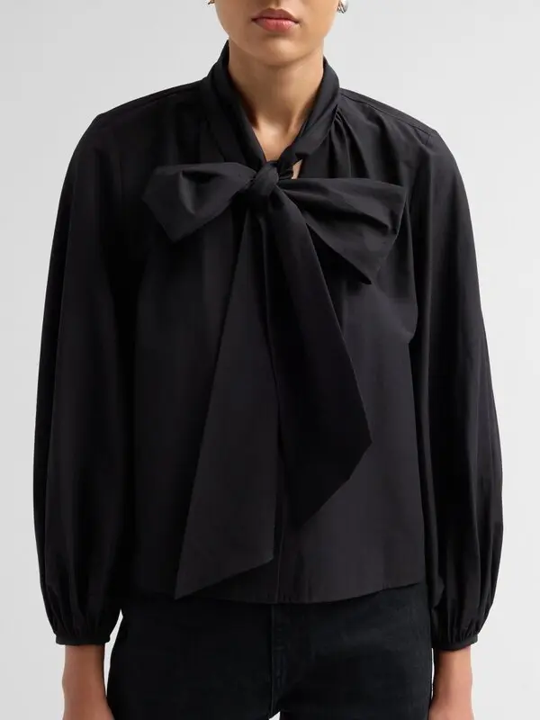 L'Agence Deon Poplin Tieneck Shirt - Black