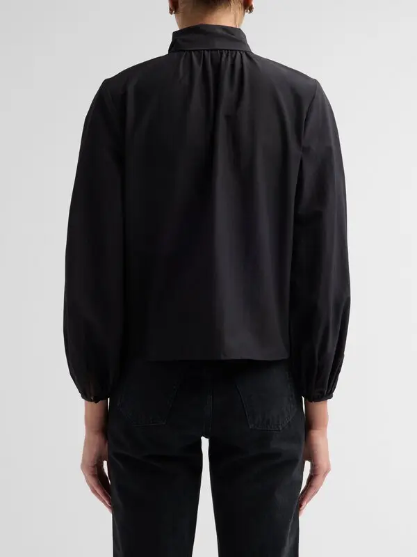 L'Agence Deon Poplin Tieneck Shirt - Black