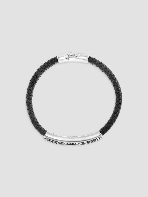 Saks Fifth Avenue Collection Braided Leather & Black Spinel Bracelet