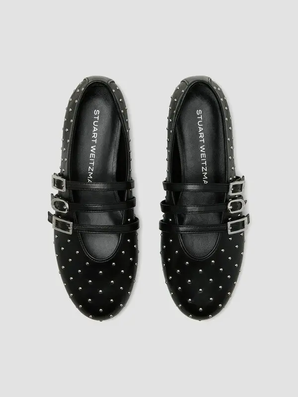 STUART WEITZMAN Sostud Studded Leather Mary Janes - Black
