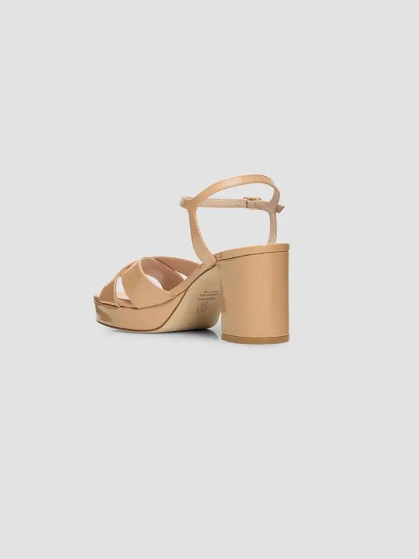 STUART WEITZMAN Dayna 80mm Patent Leather Platform Sandals - Adobe