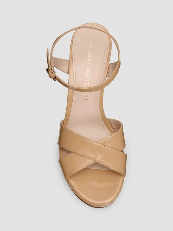STUART WEITZMAN Dayna 80mm Patent Leather Platform Sandals - Adobe