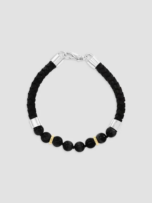Saks Fifth Avenue Collection Leather & Black Onyx Bracelet