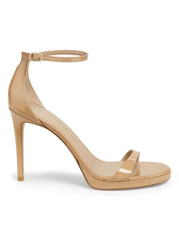 STUART WEITZMAN Nudist 100mm Patent Leather Sandals - Adobe