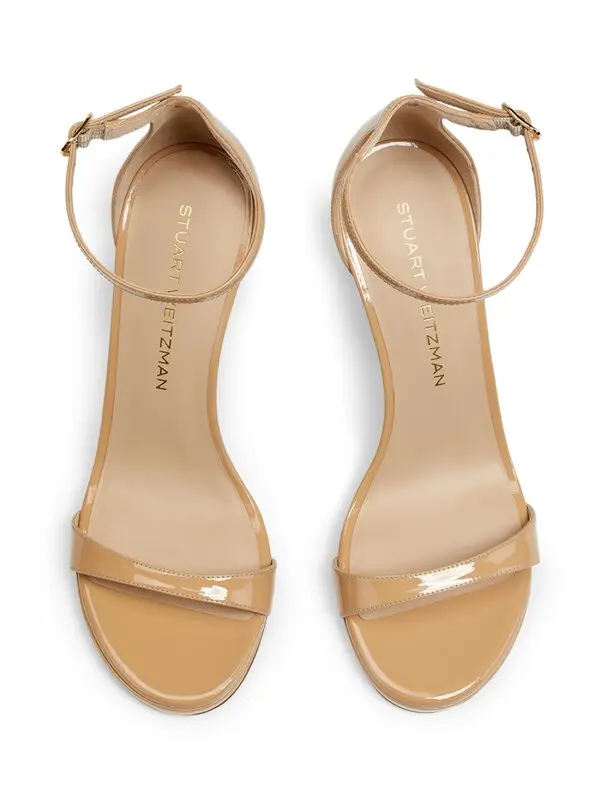 STUART WEITZMAN Nudist 100mm Patent Leather Sandals - Adobe