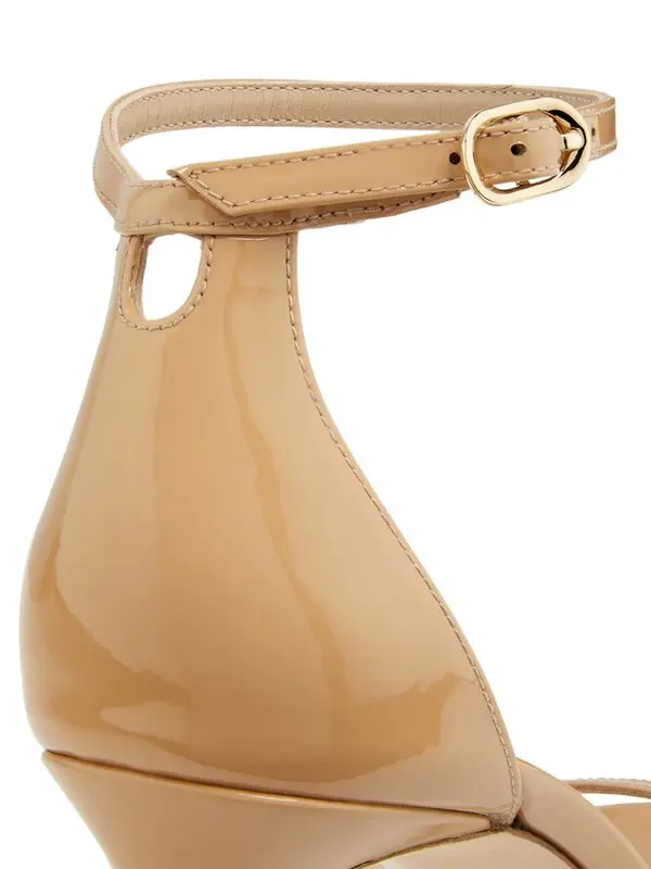 STUART WEITZMAN Nudist 100mm Patent Leather Sandals - Adobe