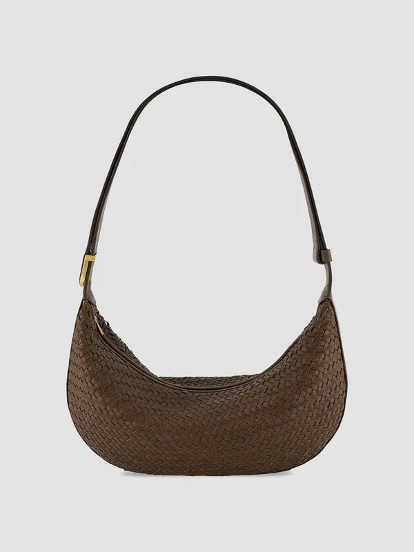 Vince Eris Small Woven Leather Hobo Bag