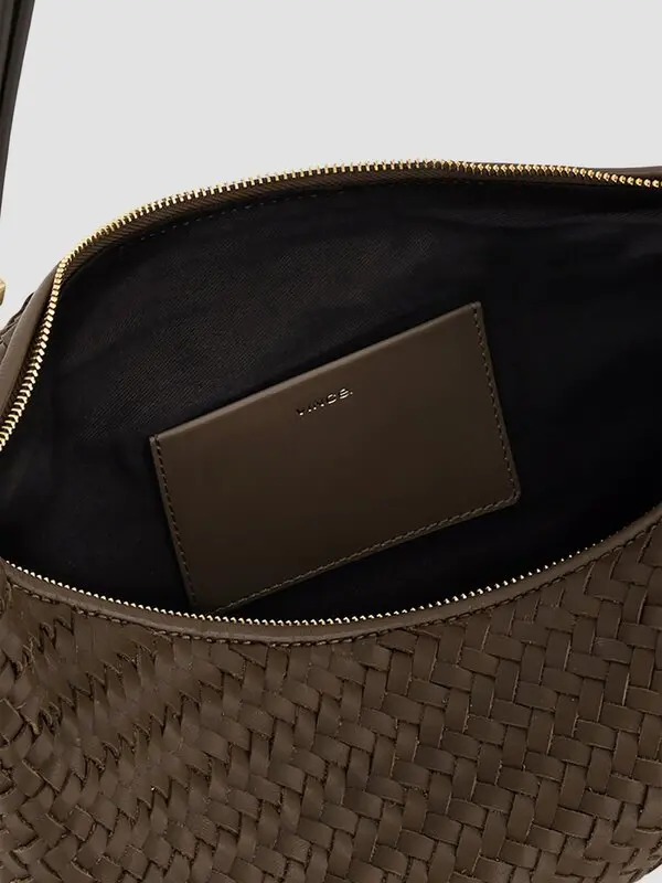 Vince Eris Small Woven Leather Hobo Bag