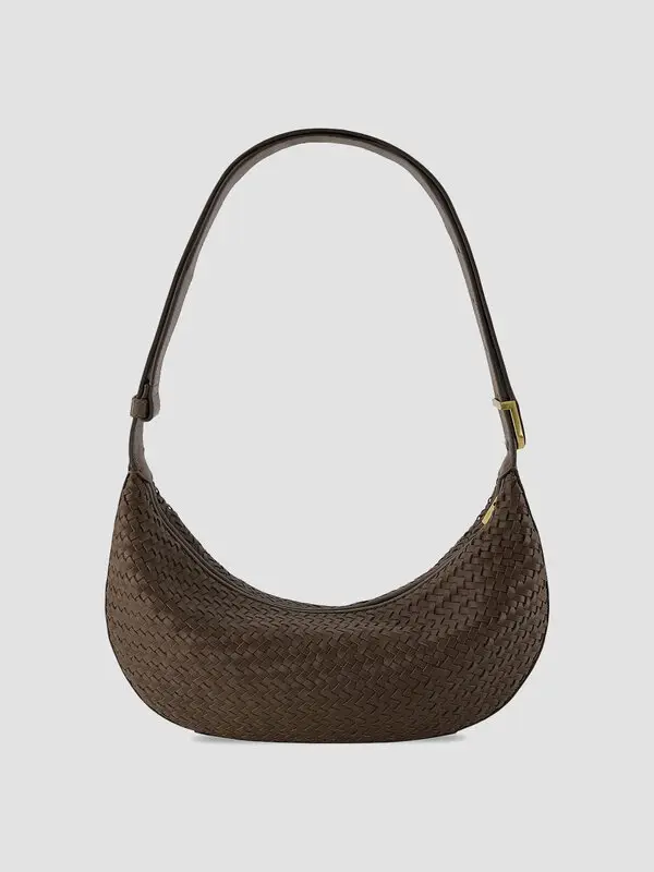 Vince Eris Small Woven Leather Hobo Bag