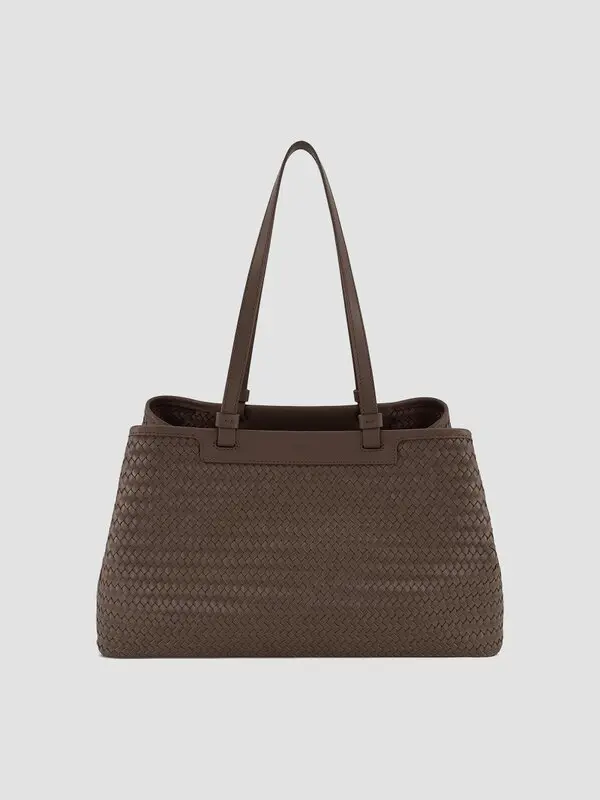 Vince Marin Woven Leather Tote Bag