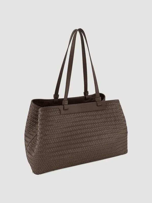 Vince Marin Woven Leather Tote Bag