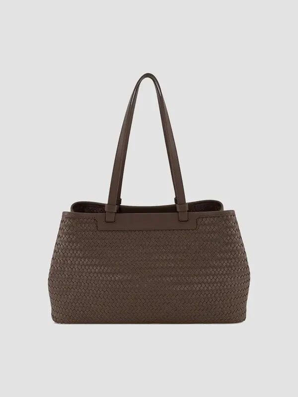 Vince Marin Woven Leather Tote Bag
